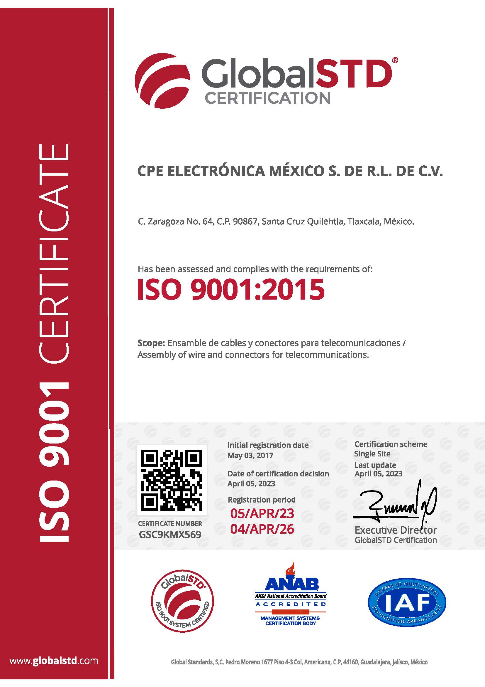 CPE Mexico ISO 9001:2015 – CPE Italia S.p.A.